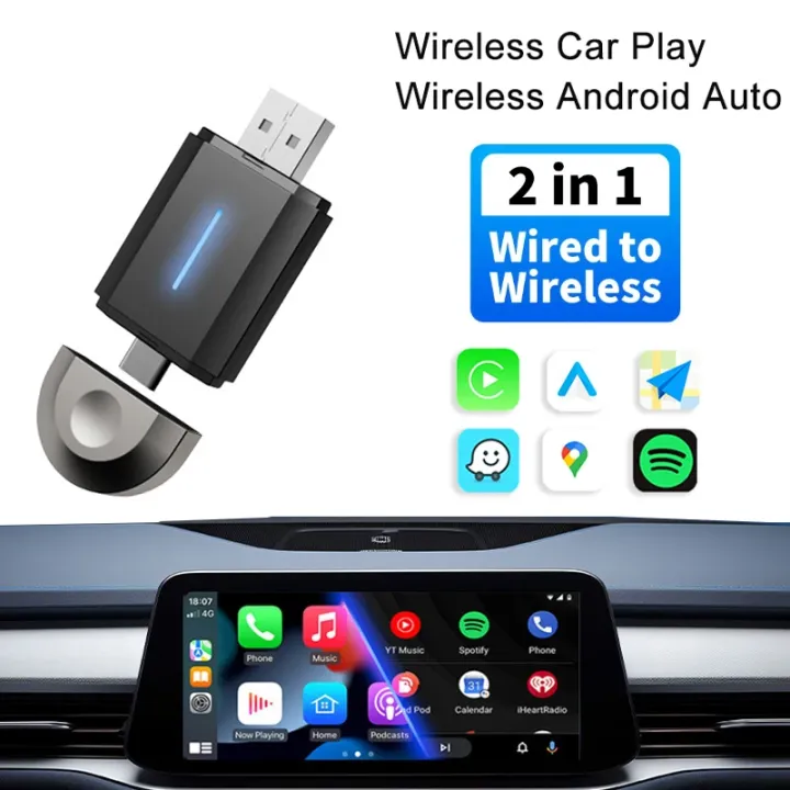 Wireless Carplay Adapter Carplay Android Auto 2 in 1 USB&Type-C Dual ...