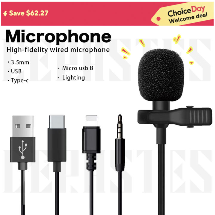 High-fidelity external wired microphone for cameras mobile phones ...