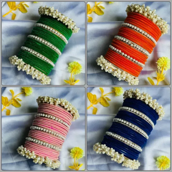 Bangle velvet set for girls | Trendy Gajra bangles set / wedding ...