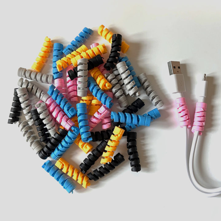 50Pcs Spiral Silicone Cable Wrap Protector Anti-break Data Cable Sleeve ...