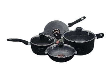 Braun 7-Piece Premium Non-Stick Cookware Set with Glass Lids | Daraz.com.bd