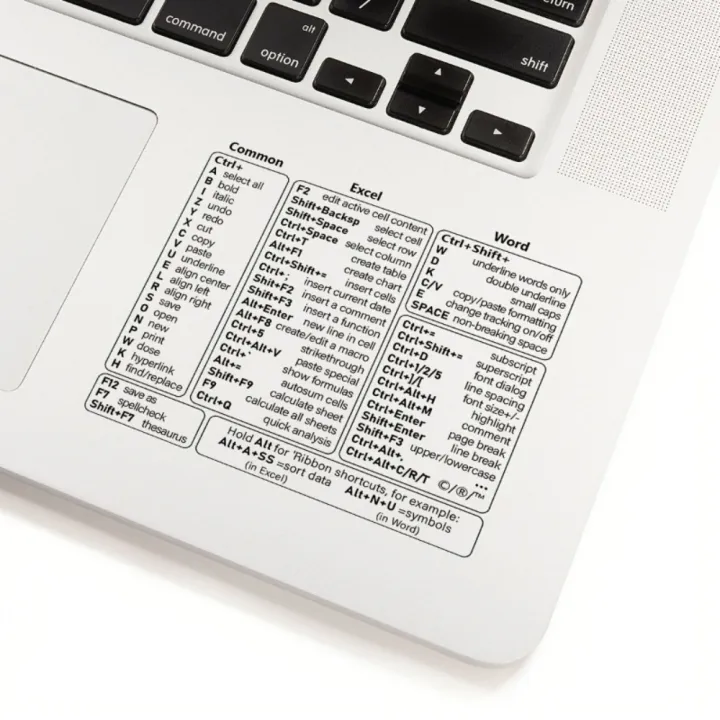 1 pc Vinyl Self-adhesive Keyboard Shortcut Stickers Quick Reference for ...