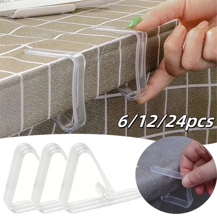 6/12/24pcs Clear Tablecloth Clips Plastic Windproof For Home Kitchen ...