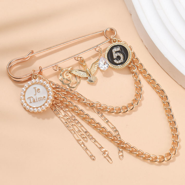 Number 5 letter pin, flower eagle fashion combination brooch, jacket ...