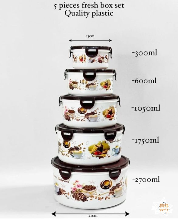 5pc fresh box set plastic kitchen organiser storage cooking goods accessories | Daraz.lk