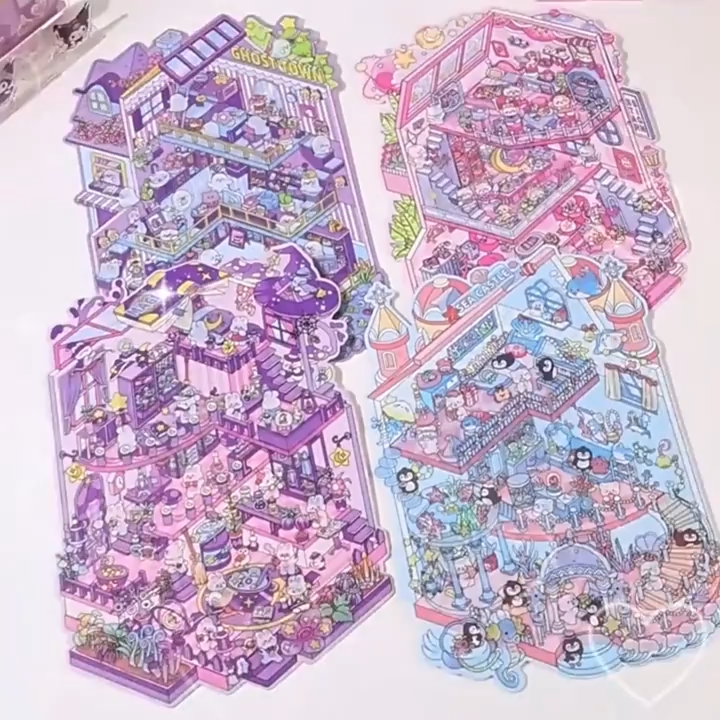 DIY 3D Sticker Scene 4 Sets of Stickers for Girls Make Your Own Mini ...