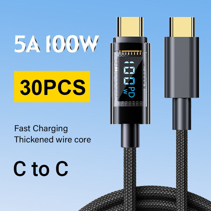Type C to Type C USB C 66W/100W fast charging cable with transparent ...