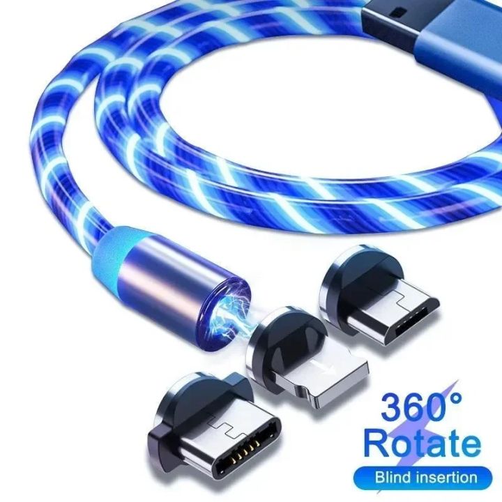 2 M Magnetic Charge Cable Streamer LED Fast Charging USB Cable For ...