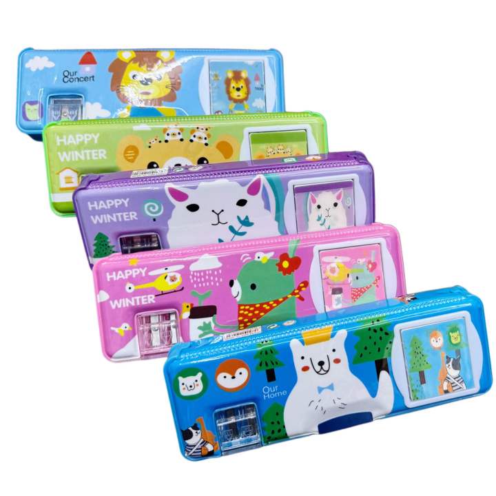 Magnetic Geometry Pencil Box with Calculator and Dual Sharpener For ...