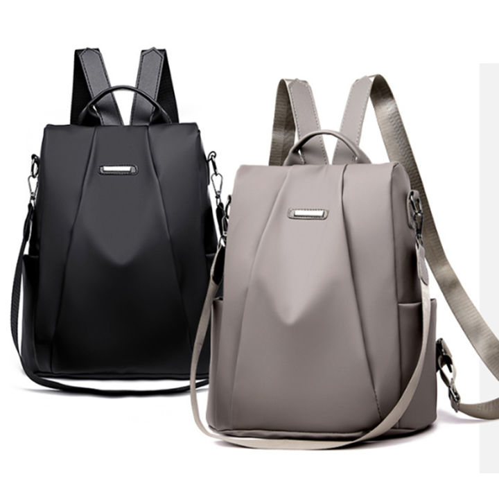 New Women's Multifunction Backpack Casual Nylon Solid Color School Bag ...