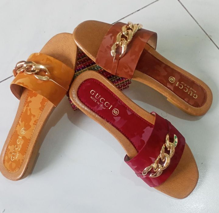 Gold Chain flat summer slippers | Daraz.pk