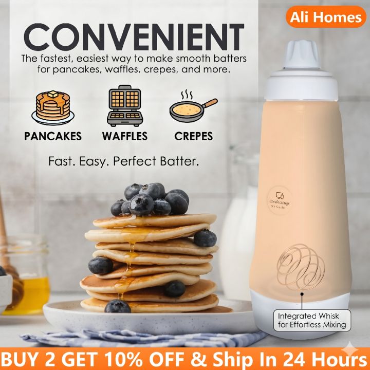 Waffles Dispenser 1000ML Batter Mixing Bottle Pancake Dispenser and ...