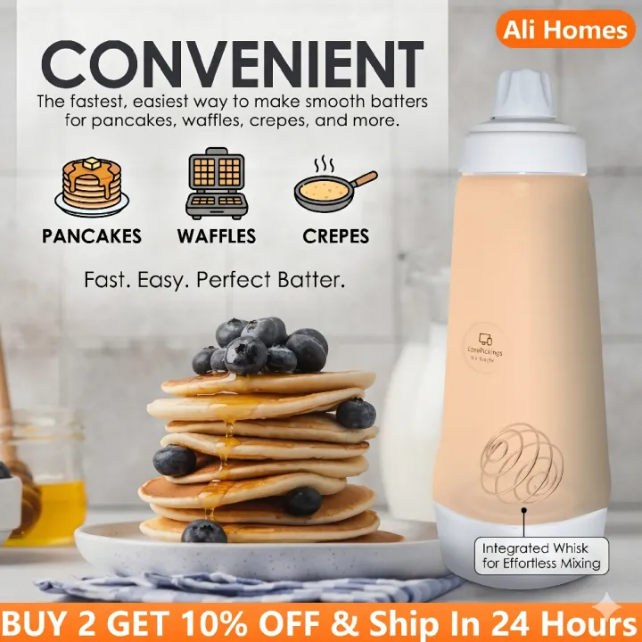 Waffles Dispenser 1000ML Batter Mixing Bottle Pancake Dispenser and ...
