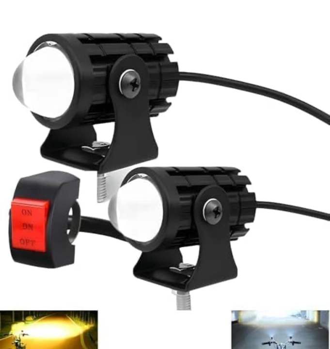 GLOWLIGHT UNIVERSAL Fog spot Light Double Color (White & Yellow) 2 Pcs ...