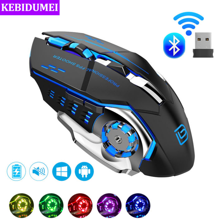 Bluetooth 5.2 Mouse 2.4G Wireless Mouse Rechargeable Mouse Dual Mode ...