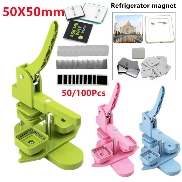 50x50mm Square Refrigerator Badge Press Machine Rotating Manual Making ...