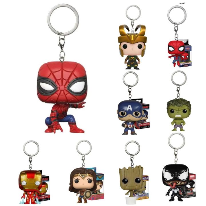 HOT Keychains The Avengers Marvel Iron Man Rocket Spider-man Hulk Loki Thor Captain America ...