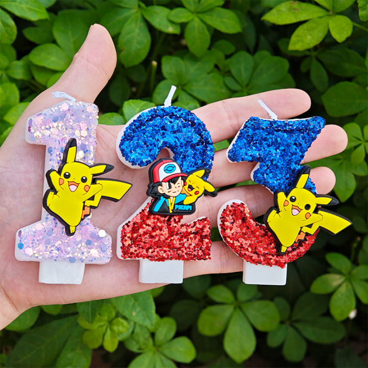 Cartoon Pokemon Candles Cake Anime Figure Pikachu Number Candle Party ...