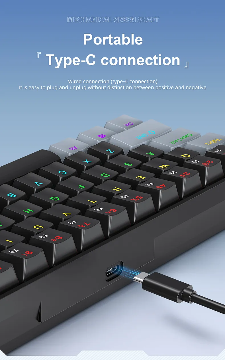61 Keys Mechanical Keyboard Wired,APAYADO K61 RGB 60% Portable Mini ...