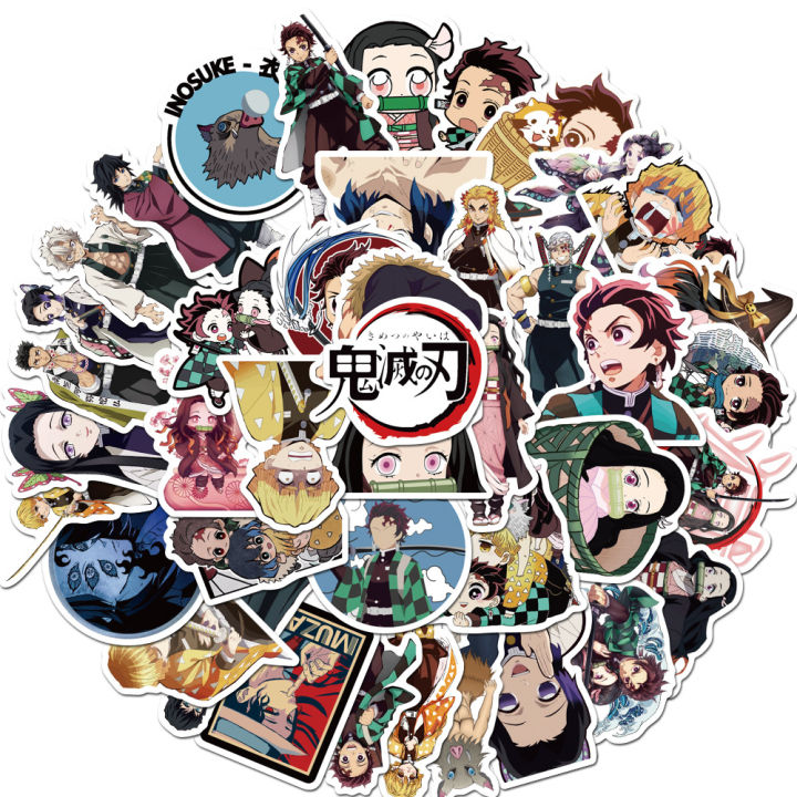 50PCS Anime Demon Slayer Cartoon Stickers Book Luggage Laptop Guitar ...