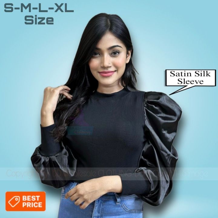 Satin Silk - Full Sleeve Full Body Crop tops - New Edition Blouse ...