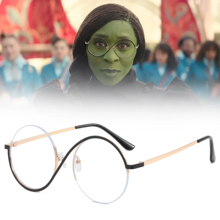 Movie Wicked Elphaba Cosplay Glasses Unisex Witch Circular Sunglasses ...