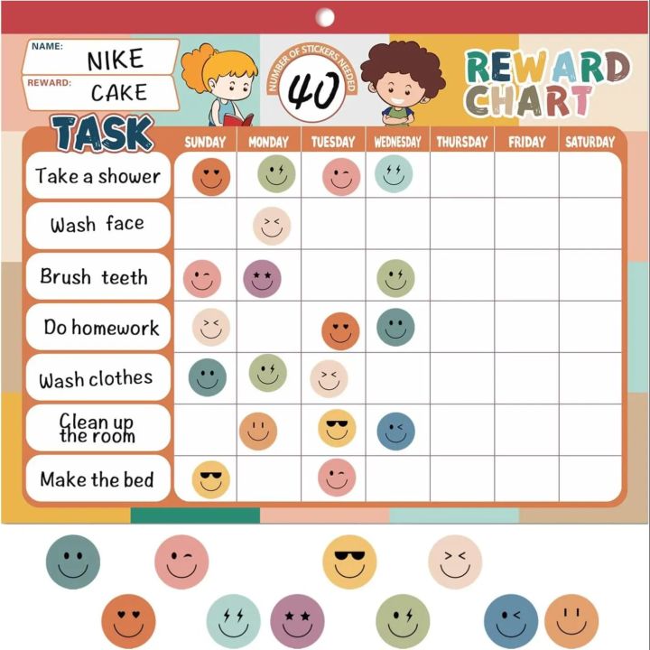 Reward Chart Pad for Kids with 32 Chore Charts Magnetic Behavior Chart ...