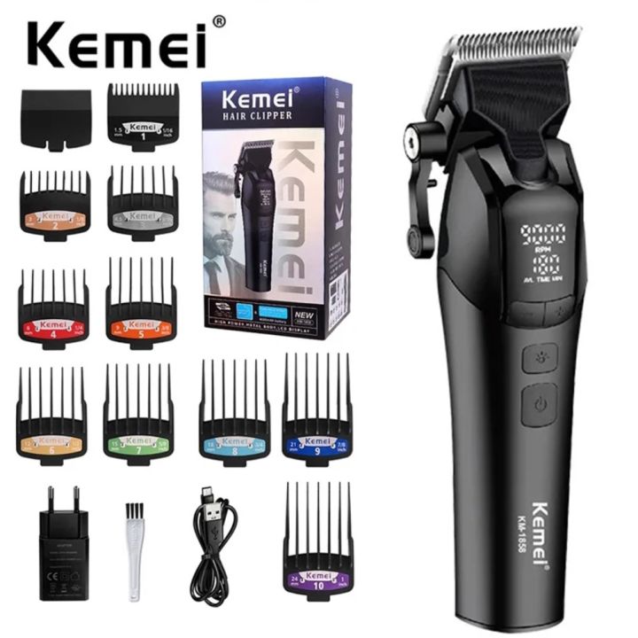 Kemei Professional Barber Hair Clippers Rechargeable Cordless Electric ...