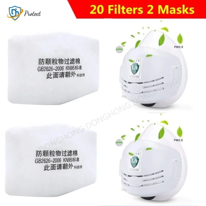Dust Mask +20pcs Filter Cotton Respirator Half Face Dust-proof Mask ...
