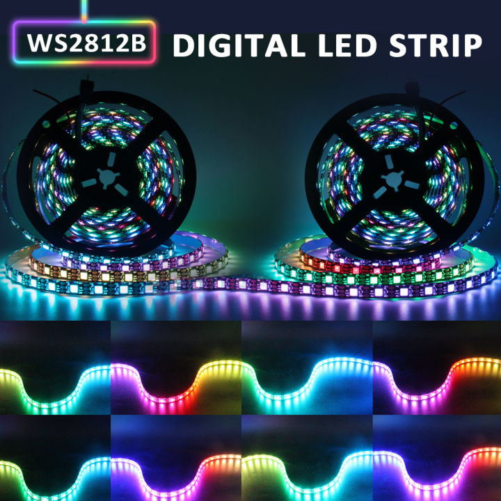 WS2812B RGBIC LED Strip Light 30/60/144leds/M RGB Pixel Full Color ...