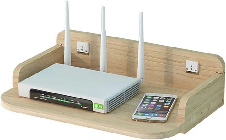 Floating Shelves Router Storage Shelf WiFi Router Stand Floating TV ...