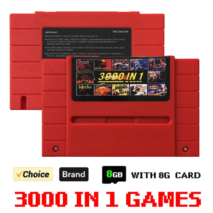 New SFC V1 Game Card 3000 in 1 SNES Game Cartridge For SNES SFC Video ...