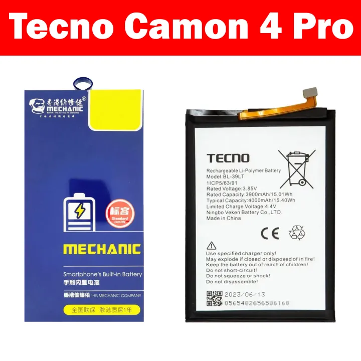 Tecno Spark 4 Pro Battery (BL-39LT) 4000mAh - Genuine Mechanic Original ...