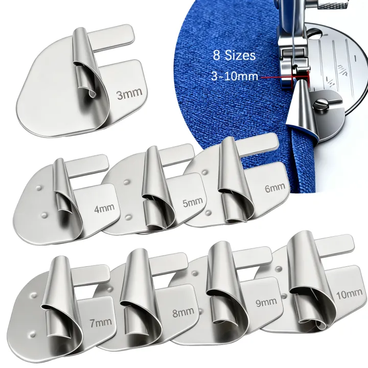 8 Pcs Rolled Hemmer Foot Set 3-10mm with Pull Tube, Spiral Edge Roller ...