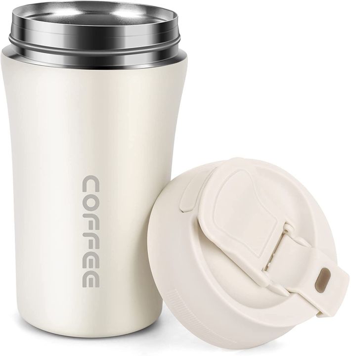 Thermal Mug with Straw and Mouth Lid 400ml, 304 Stainless Steel Leakproof Double Layer Vacuum ...