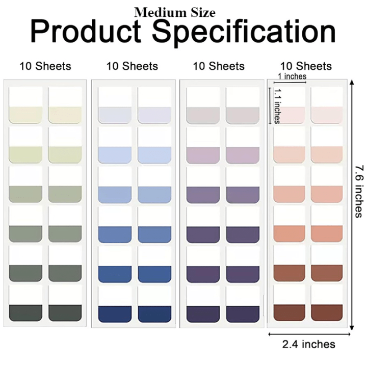 Medium Transparent Sticky Index Tabs, Reusable Positioning Labels, Book ...