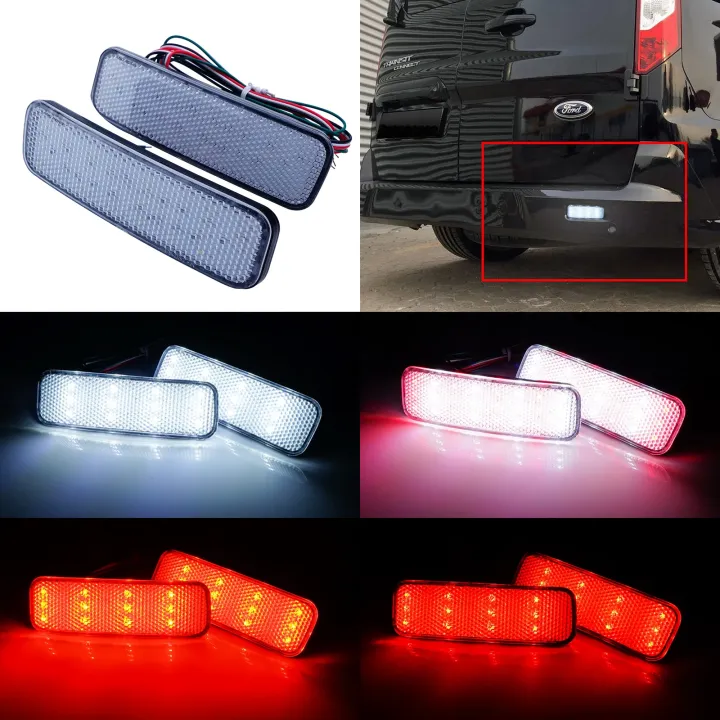 ANGRONG Pair Clear Lens Rear Bumper Reflector Stop Tail Signal Reverse ...