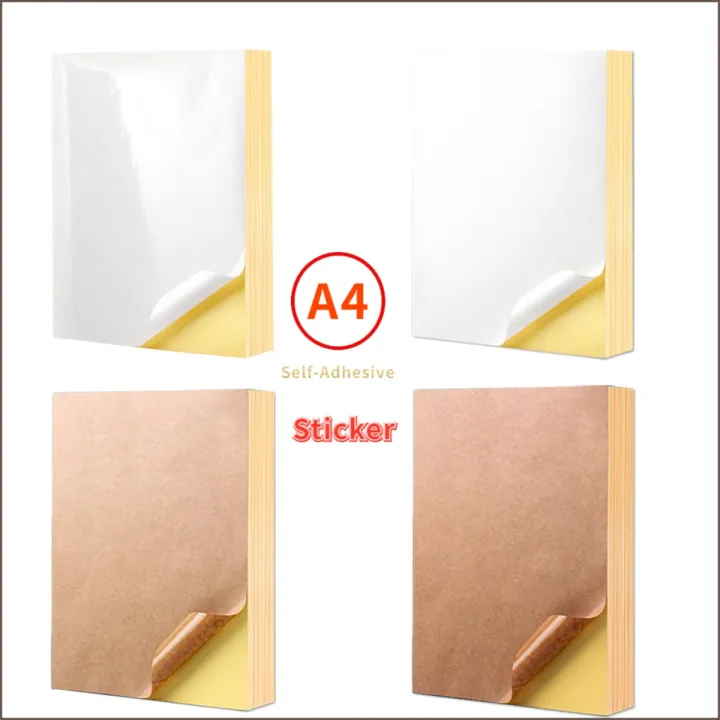 20 Sheets A4 White/Kraft Printable Sticker Self Adhesive Sticker Label ...