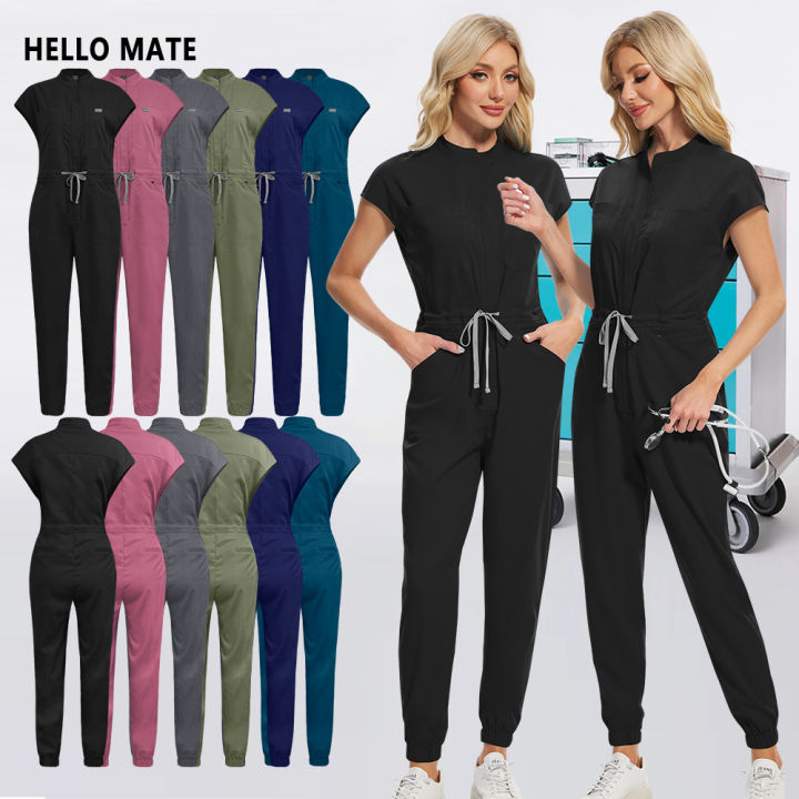Hospital Nurse Uniform Doctor Dentist Overalls Jogger Pants Jumpsuits ...