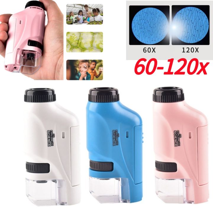 Mini Pocket Microscope Kit 60-120x Lab Handheld Microscope Battery ...