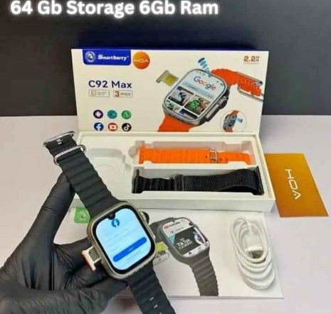 C92 4G ultra smart watch social media app working PTA approved Granteee display big full Android ...