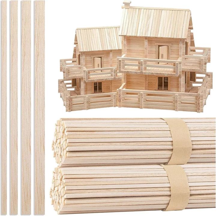 130pcs Balsa Wood Wooden Strip Craft Square Cudgel Model Toys Building ...