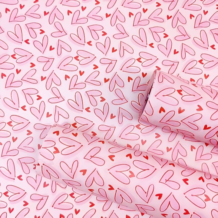 50 Sheets Bright Pink Heart Tissue Wrapping Paper with & heart patterns ...