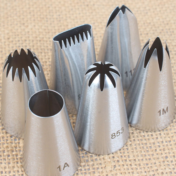 6pcs Cookies Tip Metal Cream Decorating Tip Sets Pastry Tools Stainless ...