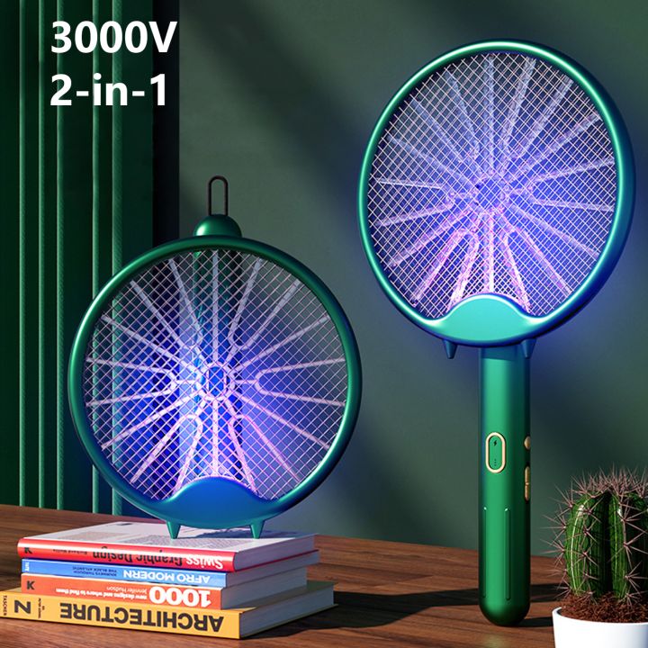 Fly Swatter Electric Racket Rechargeable Bug Zapper Racket Portable ...