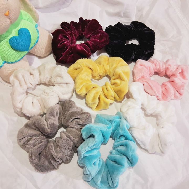 8pcs Big size Bova Scrunchies in 1 pack Red, Pink, White, Cream, Yellow ...