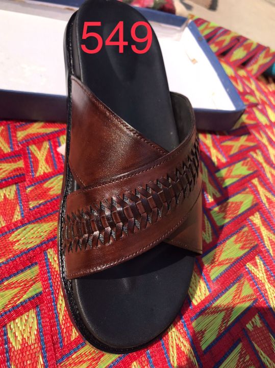Pure Leather Style Slippers For Men's Trendy Fashionable High Quality ...