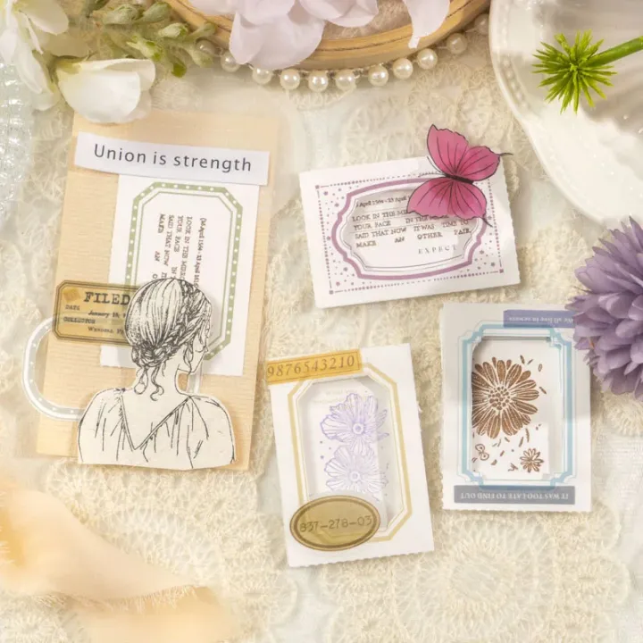 20Sheets Retro Beautiful Memo leisurely kraft Base Paper border ...