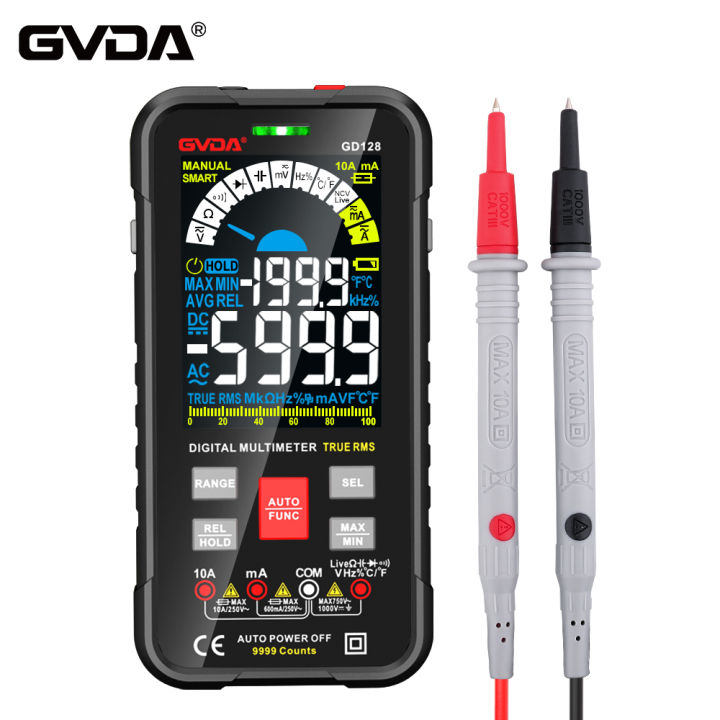 GVDA New 9999 Counts Digital Multimeter Smart Auto Range 1000V 10A ...