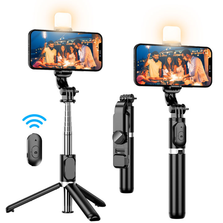 Q02S Portable 41 Inch Selfie Stick Phone Tripod with Wireless Remote ...